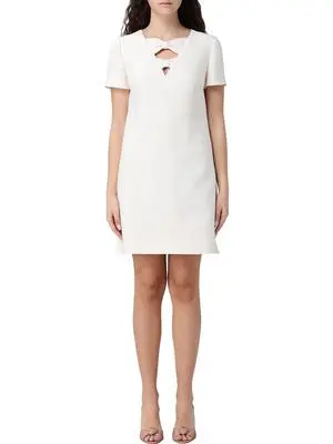 Valentino Garavani Virgin Wool And Silk Dress With Bow Detail - Ivory