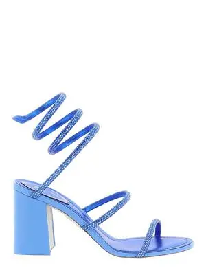 Rene Caovilla Cleo Crystal Embellished Satin Sandals - Blue