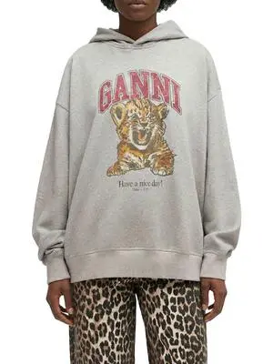 GANNI Graphic Hoodie - Grey