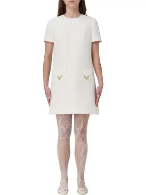 Valentino Garavani Vlogo Virgin Wool And Silk Mini Dress - Ivory