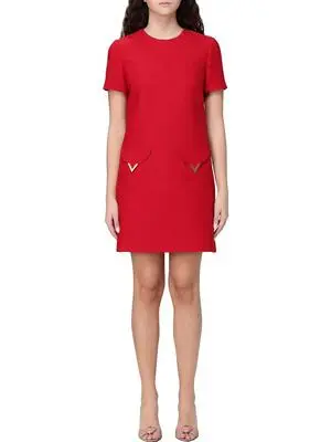 Valentino Garavani Vlogo Virgin Wool And Silk Mini Dress - Red