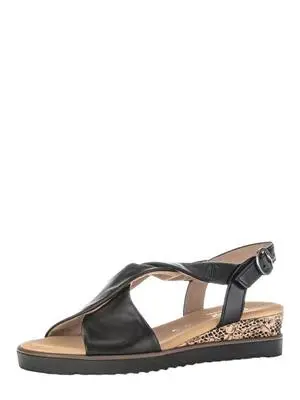 Gabor Ankle Strap Wedge Sandal - Black