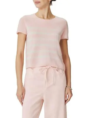 Splendid Emerson Stripe Short Sleeve Sweater - Rose Petal Pink/shell
