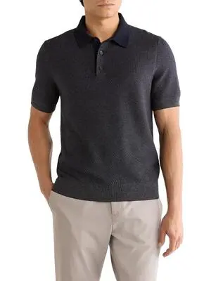 Vince Geometric Jacquard Polo Sweater - Coastal/medium H Grey