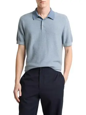 Vince Geometric Jacquard Polo Sweater - Uniform Blue/classic