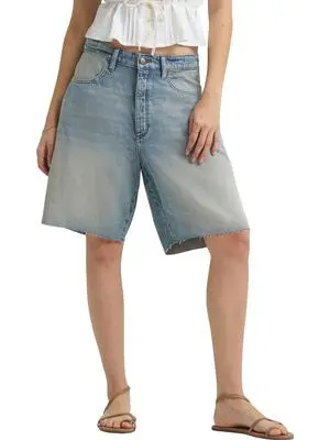 LEEM Darted Slouch Denim Bermuda Shorts - Warm Ocean