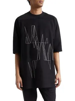 Moncler X Rick Owens Jumbo Embroidered Cotton T-shirt - Black