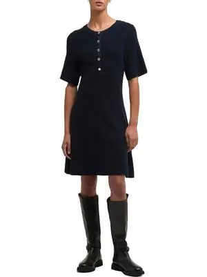 Barbour Camille Rib Knit A-line Dress - Dark Navy