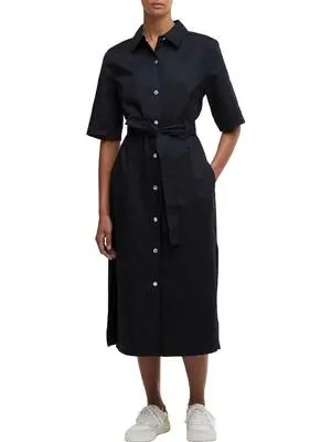 Barbour Sloane Tie Waist Midi Shirt Dress - Dark Navy