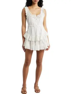 LoveShackFancy Eyelet & Ruffle Mini Dress - White