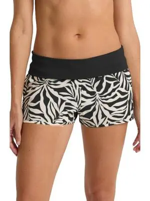 Roxy Printed Swim Shorts - Black/white