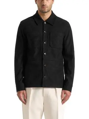 Manière De Voir Thomas Suede Long Sleeve Shirt - Black