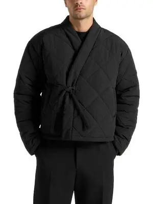 Manière De Voir Emil Kimono Quilted Wrap Puffer Jacket - Black