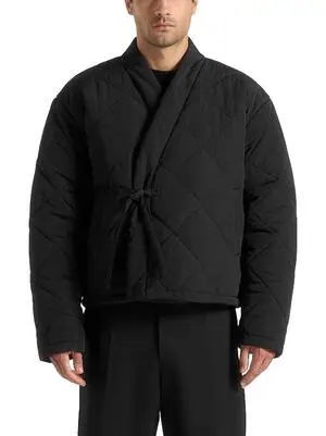 Manière De Voir Emil Kimono Quilted Wrap Puffer Jacket - Black