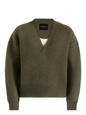 Manière De Voir V-neck Wool Knit Jumper - Deep Olive