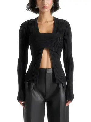 Manière De Voir Marisa 2-in-1 Knit Bandeau Cardigan - Black
