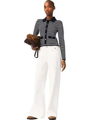 Maje Striped Polo Cardigan - Blue