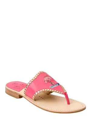 Jack Rogers Embroidered Flamingo Sandal - Hot Pink Multi
