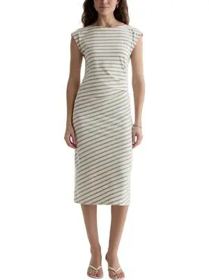Ag Ruched Stripe T-shirt Midi Dress - Powder/spruce Green