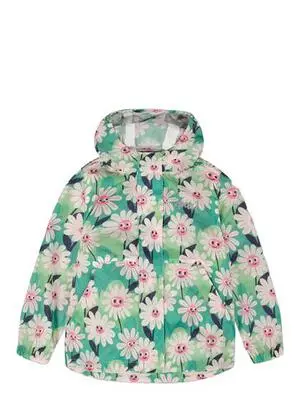 DEUX PAR DEUX Packable Smiling Flower Print Windbreaker - Green Smiling Flower Print