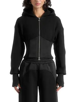 Manière De Voir Corset Zip Hoodie - Black