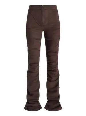 Manière De Voir Tacked Suede Flared Trousers - Brown