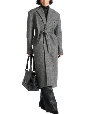 Manière De Voir Wool Longline Belted Coat - Grey