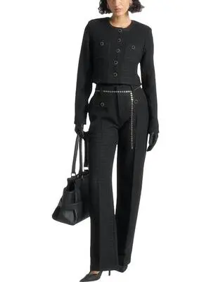 Manière De Voir Nathalie Tweed Trousers With Belt - Black