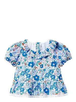 Janie And Jack Floral Ruffle Peplum Top - Blue