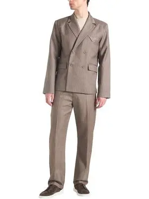 Manière De Voir Didier Double Breasted Pinstripe Suit Jacket - Taupe