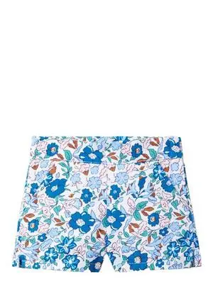 Janie And Jack Floral Canvas Short - Blue