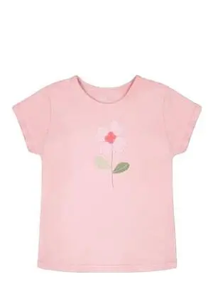 DEUX PAR DEUX Organic Cotton Jersey Flower Short Sleeve T-shirt - Dusty Pink