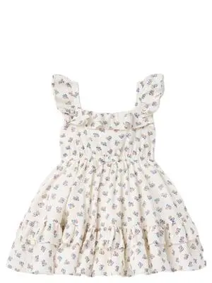 Janie And Jack Floral Ruffle Dress - Ivory