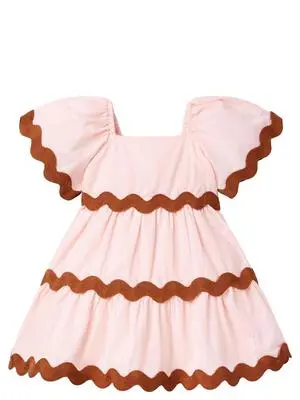 Janie And Jack Ric Rac Trimmed Cotton Dress - Pink
