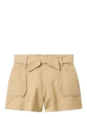 Janie And Jack Lace Trim Short With Bow - Beige