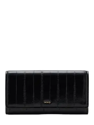 Mango Textured Flap Clutch - Black