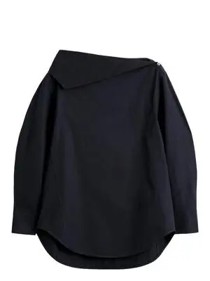 Cos Asymmetric Cotton Blouse - Navy
