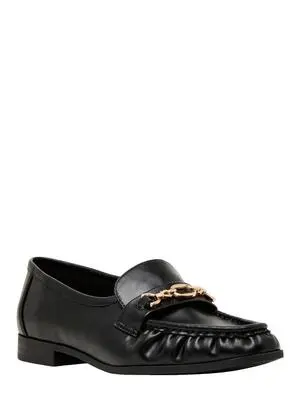 Anne Klein Loafer With Bit Hardware - Black Smooth