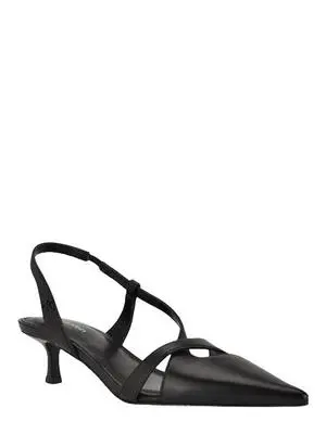 Calvin Klein Arlanna Slingback Kitten Heel Pumps - Black Leather