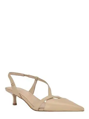 Calvin Klein Arlanna Slingback Kitten Heel Pumps - Light Natural Leather