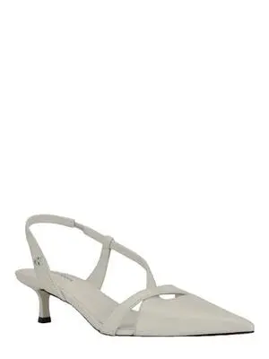 Calvin Klein Arlanna Slingback Kitten Heel Pumps - White Leather