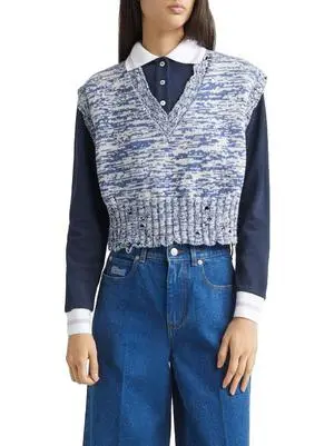 Marni Cropped Cotton Sweater Vest - Mlb74orion Blue