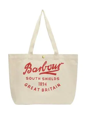 Barbour Script Cotton Canvas Tote - Red Logo