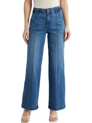 Wit & Wisdom Emma Skyrise Seamed Wide Leg Jeans - Mid Blue Artisanal