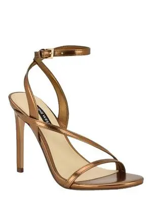 Nine West Ankle Strap Stiletto Sandals - Gold