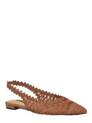 Nine West Jovias Slingback Pointed Toe Flat - Dark Brown