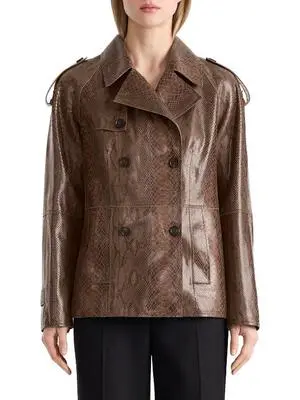 Mackage Dolores Double-breasted Leather Coat - Umber