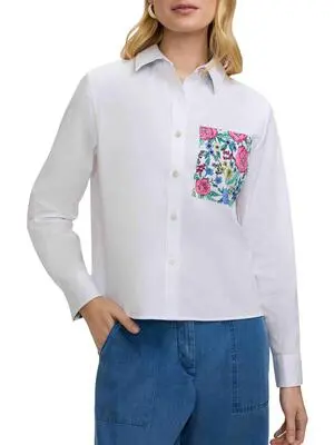 Foxcroft Jodie Cotton Blend Button-up Shirt - White/multi