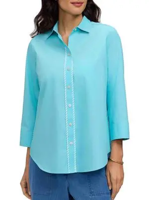 Foxcroft Marni Trim Shirt - Capri Blue