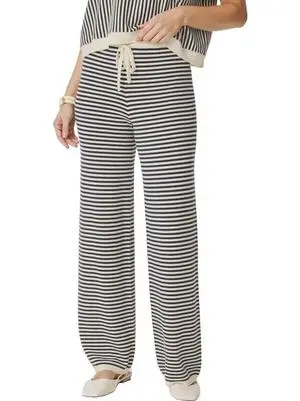 Splendid Christa Stripe Sweater Pants - Mood Indigo Blue/white
